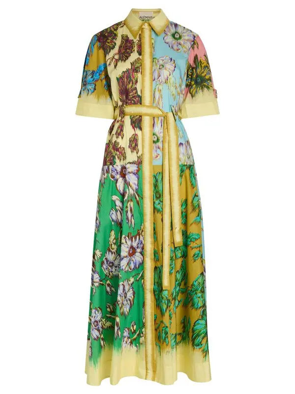 ALEMAIS Alémais Jerry Floral-print Cotton Midi Shirt Dress - Multicoloured