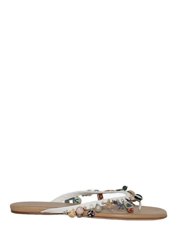 Christopher Esber Embellished Charm Flip Flops - White