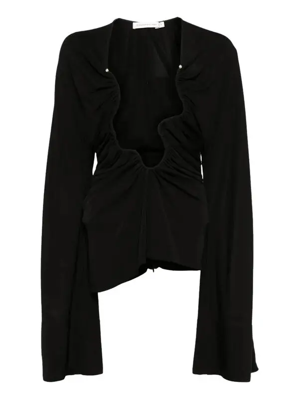 Christopher Esber Salacia Ruched Long Sleeve Top - Black