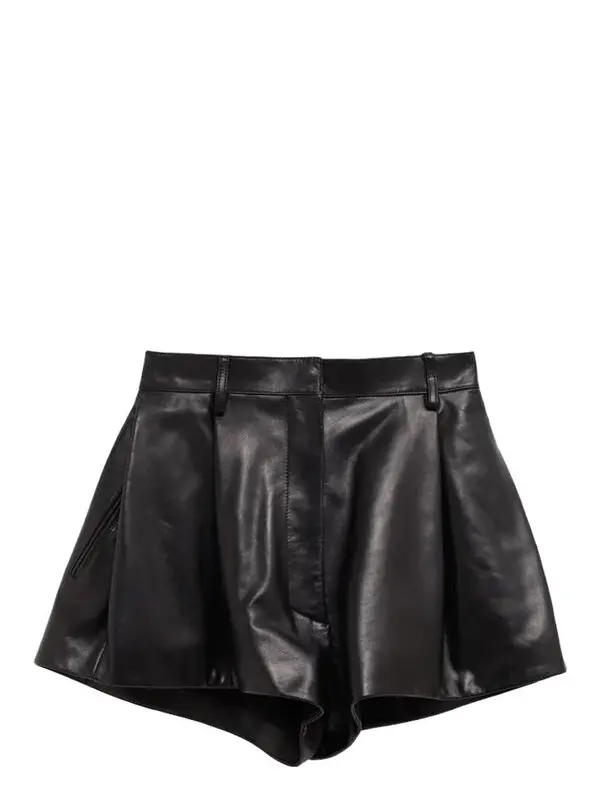 Balenciaga Smooth Light Leather Shorts - Black