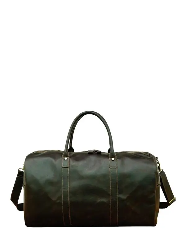 TOURI Genuine Leather Holdall - Brown