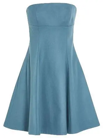 Paul & Joe Slate Wool Blend Strapless Mini Dress - Blue
