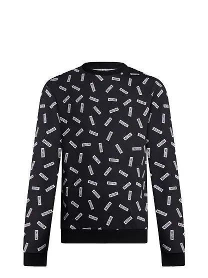 Moschino Cotton Sweatshirt With All-over Logo Print - Black