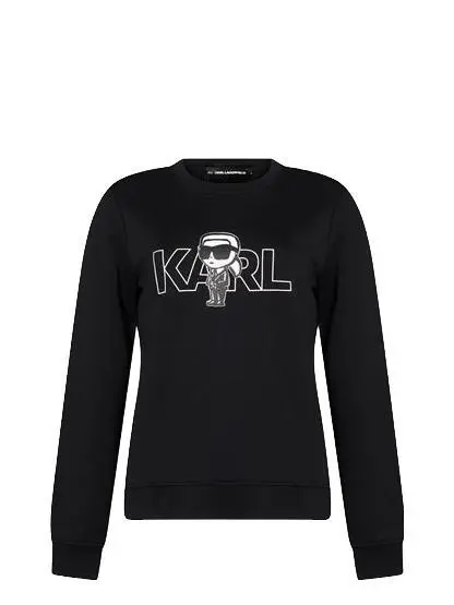 Karl Lagerfeld Organic Cotton Sweatshirt With Graphic Print - Black