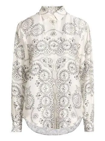 XACUS Paisley Print Viscose Silk Shirt - Ivory
