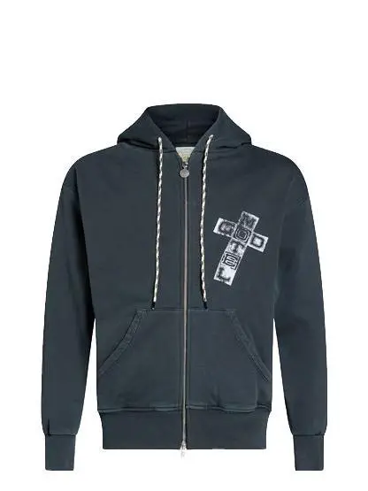 Aries Zip-up Hoodie With Graphic Print - Grey