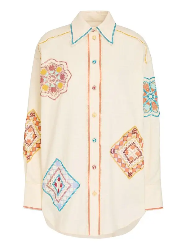 Zimmermann Crocheted Trim Cotton Shirt - Cream