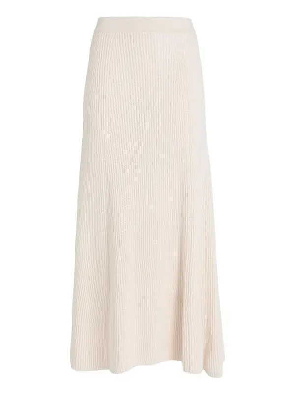 Zimmermann Ribbed Wool Midi Skirt - Ecru
