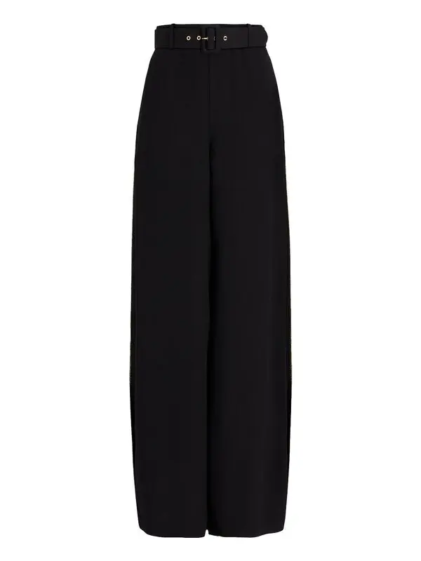 Zimmermann Chain-embellished Crepe Wide-leg Pants - Black