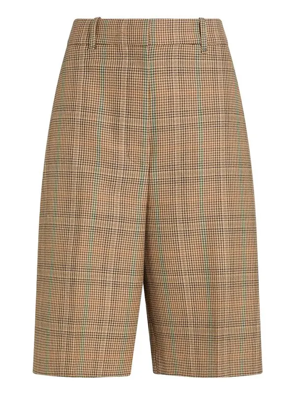 Zimmermann Prince Of Wales Checked Wool-blend Shorts - Brown