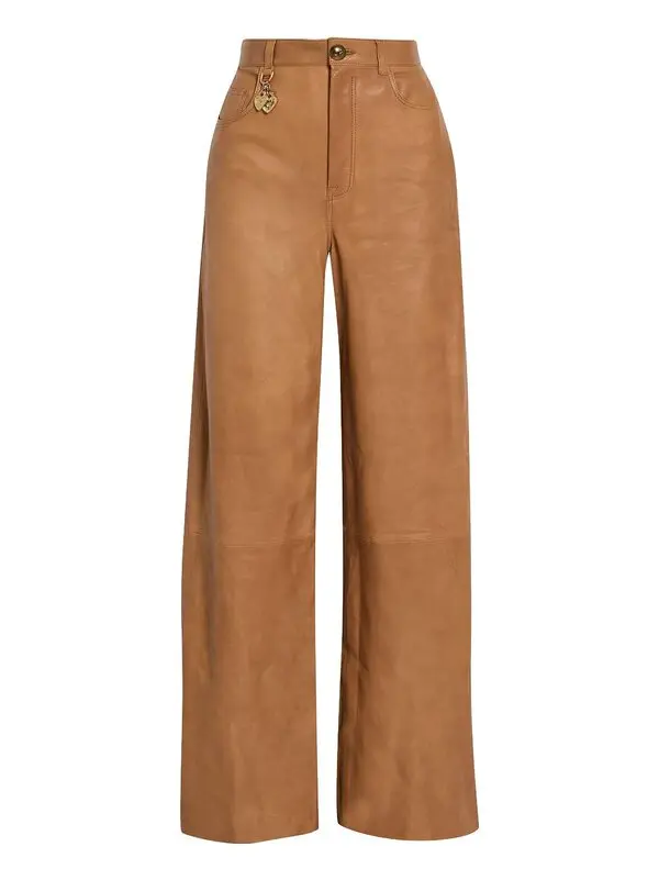 Zimmermann Wide-leg Leather Trousers - Camel