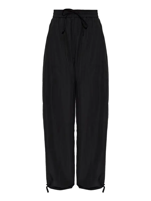 Kenzo Loose-fit Wide-leg Trousers With Drawstring Waist And Ankles - Black