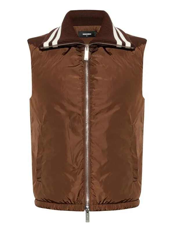 Dsquared2 Insulated Vest With High Ribbed Collar - Brown