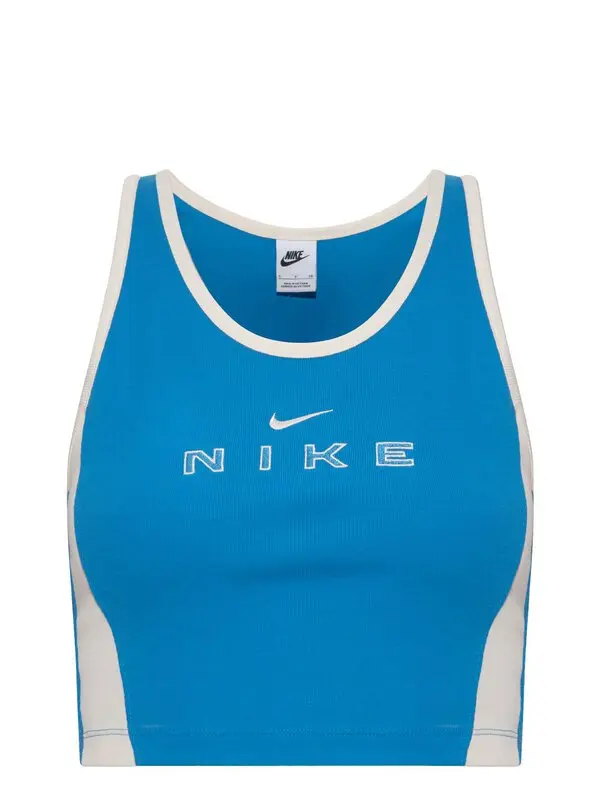 Nike Cropped Tank Top With Embroidered Logo - Blue