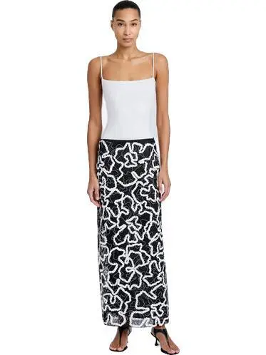 Proenza Schouler Maite Sequin Embroidered Lace Skirt - White Multi