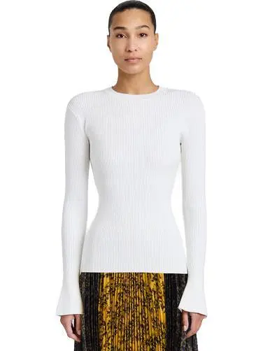 Proenza Schouler Ribbed Knit Long Sleeve Top - White