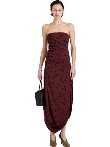 Proenza Schouler Nayara Strapless Printed Viscose Dress - Espresso Multi