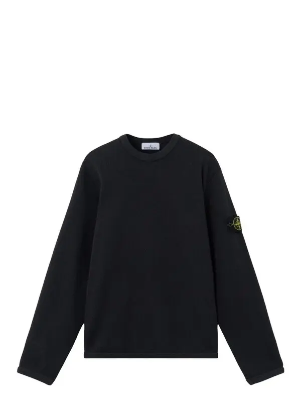 Stone Island Crewneck Sweatshirt With Elasticated Trims - Black