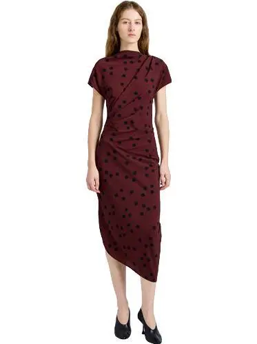 Proenza Schouler Ren Dress Printed Dot Stretch Viscose - Espresso Multi
