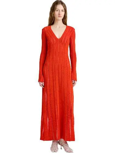 Proenza Schouler Maelle Dress In Drop Needle Tweed - Red Multi