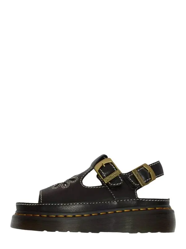 Dr. Martens Floral Detail Leather Platform Sandals - Black