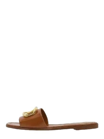 Valentino Garavani V Logo Signature Slides - Brown