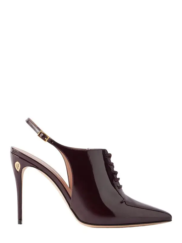 Jennifer Chamandi Lucio 105 Patent Leather Slingback Pumps - Burgundy