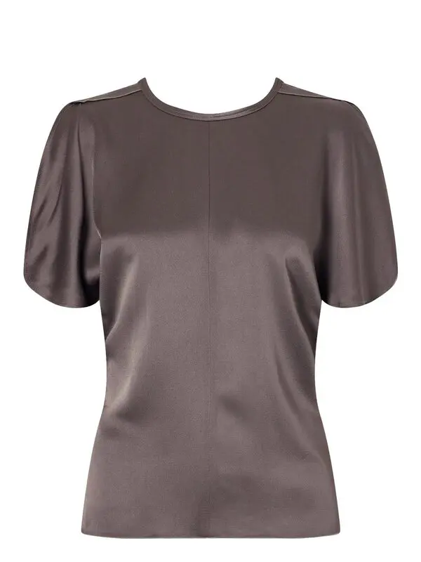 Victoria Beckham Bella Draped Satin Blouse - Gray