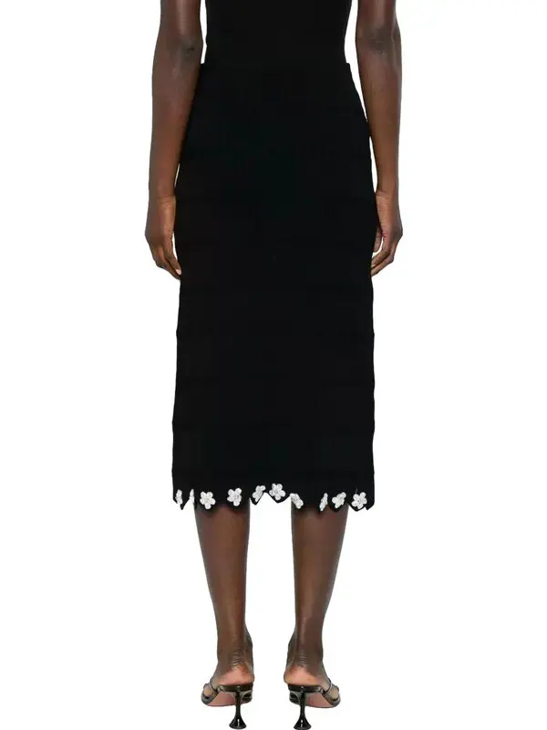 Maje Embellished Midi Knitted Skirt - Black