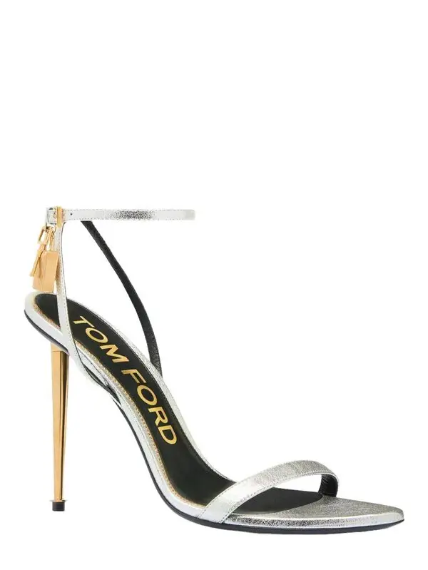 TOM FORD Metallic Padlock Detail Sandals - Silver