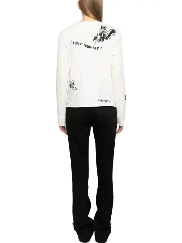 Zadig&Voltaire Happy Henley T-shirt With Rhinestone Embellishments - Neutrals