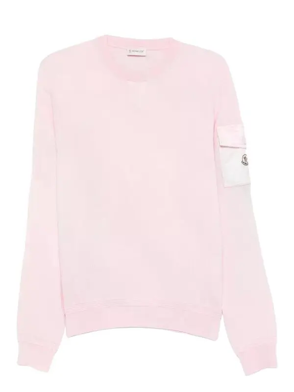 Moncler Logo Patch Crew Neck Sweater - Pink