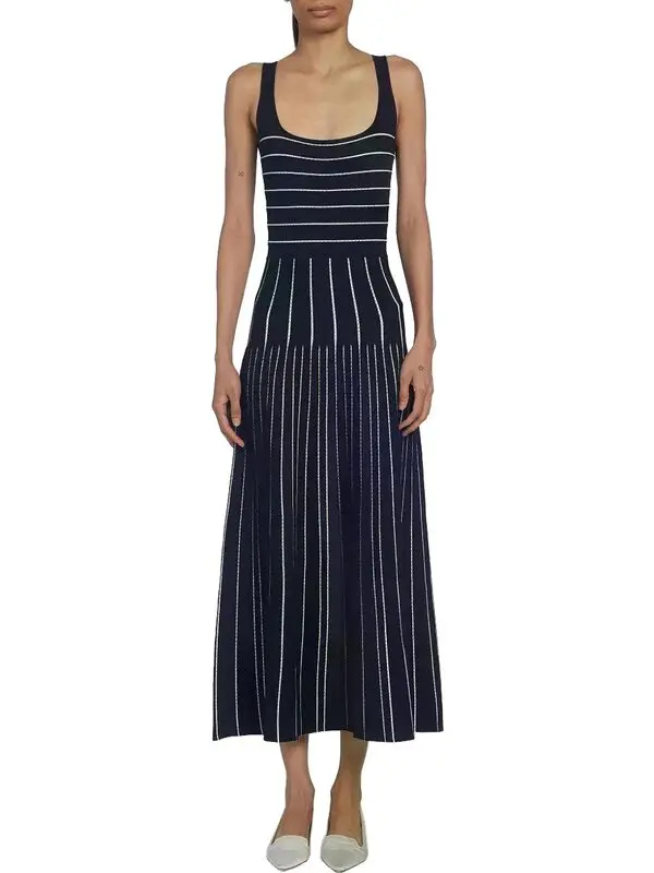 Adam Lippes Gemma Striped Knit Dress - Blue