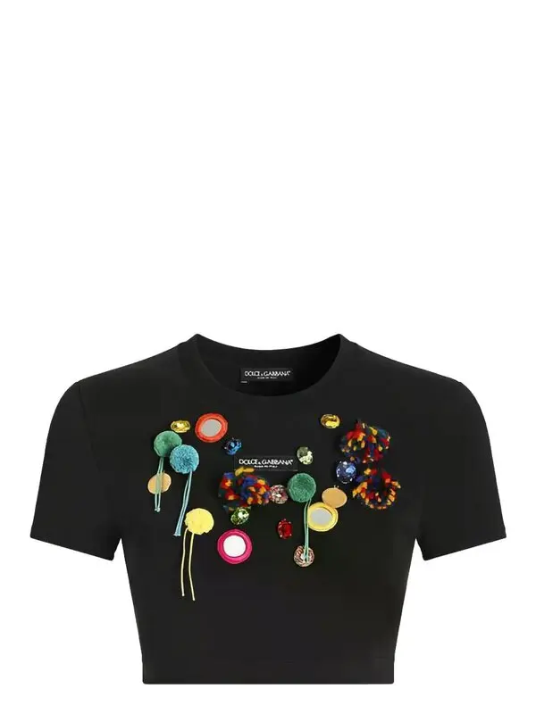 Dolce & Gabbana Jersey T-shirt With Appliqu - Black