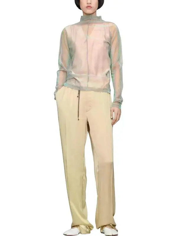 MAISON MARGIELA Shimmer-knit Mesh Long-sleeve T-shirt - Green