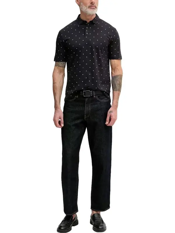Armani Exchange Logo-print Short-sleeve Polo Shirt - Black