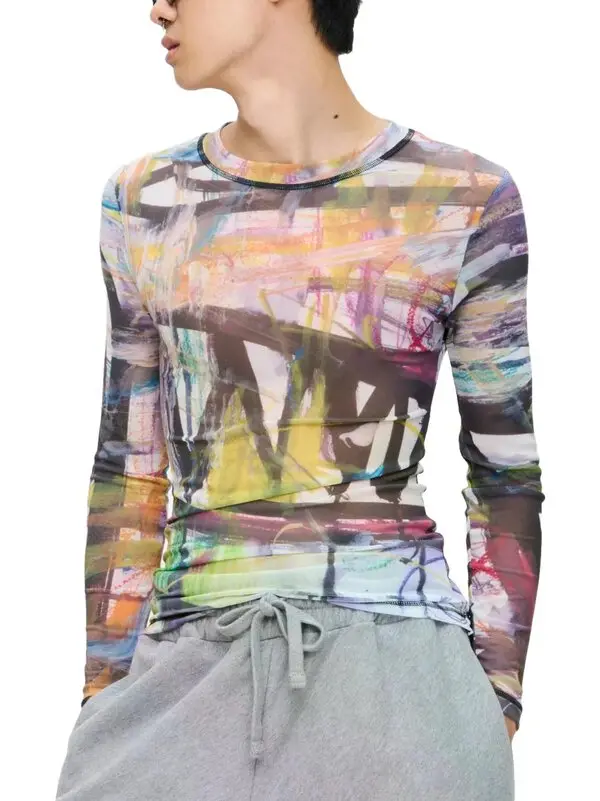 CHARLES JEFFREY Graphic Print Long Sleeve T-shirt - Orange