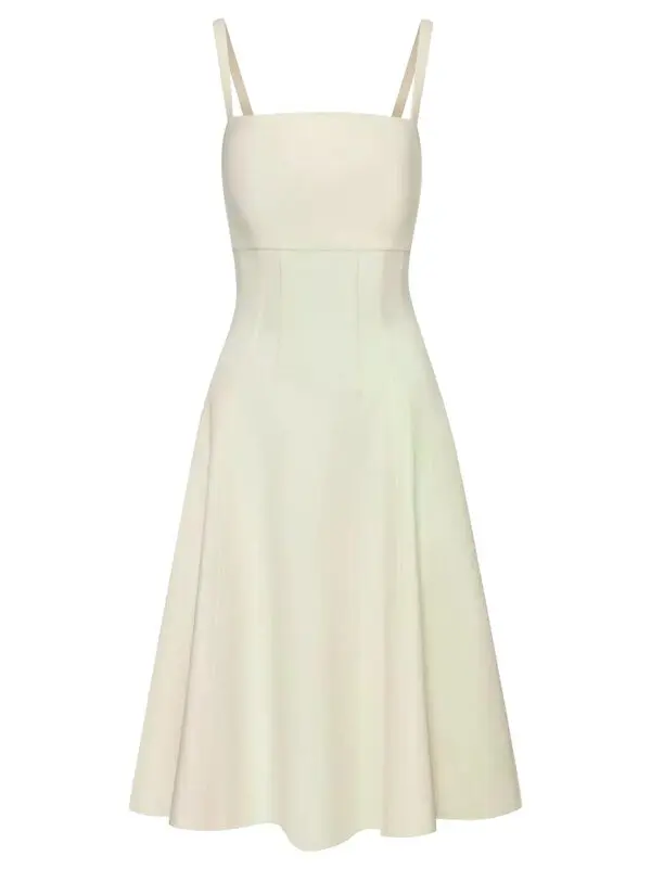 Oscar De La Renta Square Neck A-line Dress - White