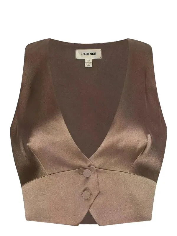 L'Agence Devony Cropped Waistcoat - Brown