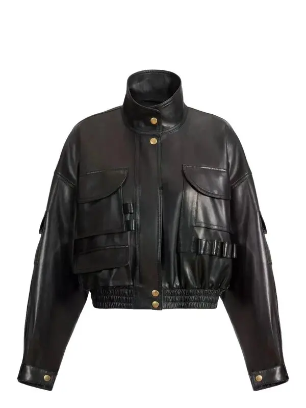 Balmain Multi-pocket Leather Bomber Jacket - Black