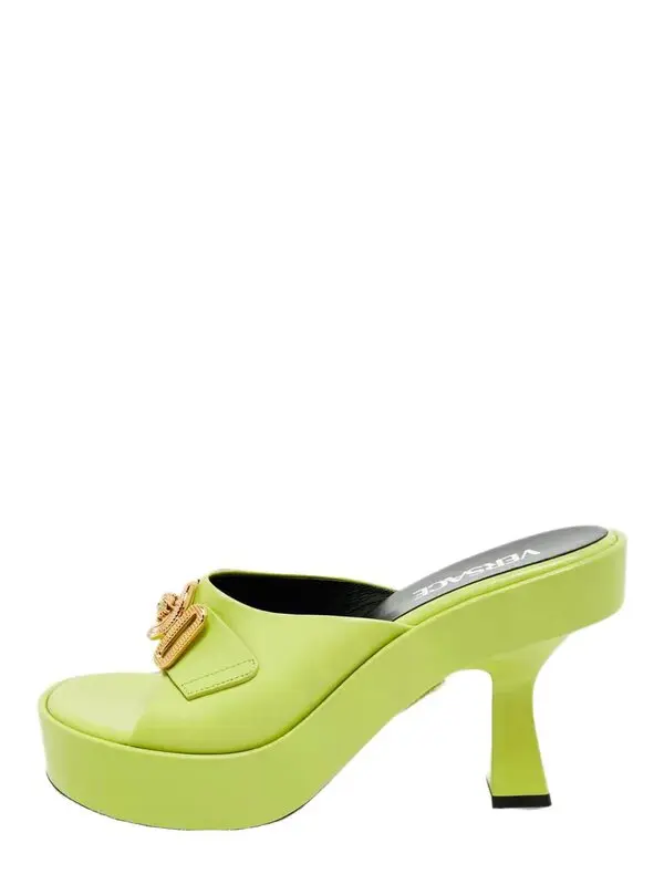 Versace Biggie Leather Platform Sandals - Green