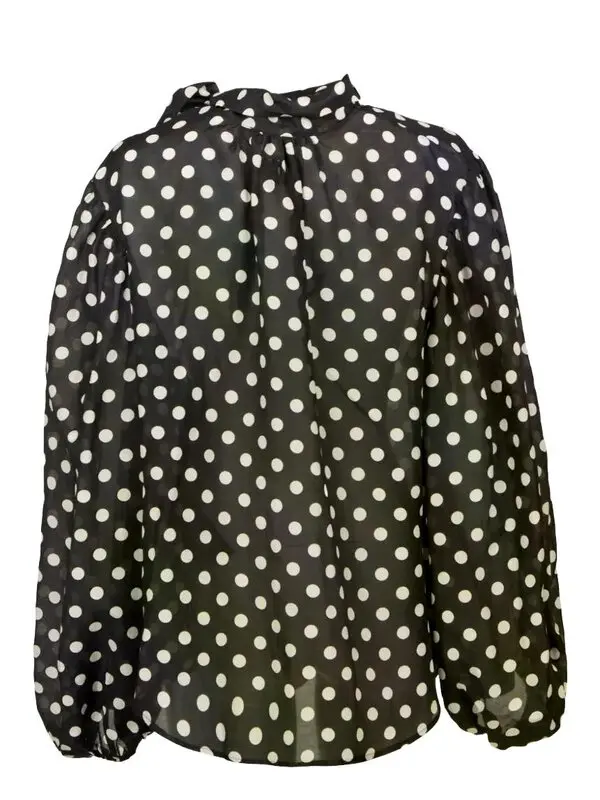 HANNES ROETHER Polka-dot Tie-neck Blouse - Black