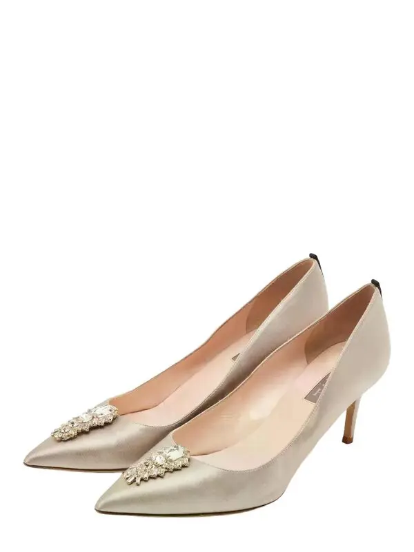 Sjp By Sarah Jessica Parker Crystal-embellished Satin Stiletto Pumps - Gold