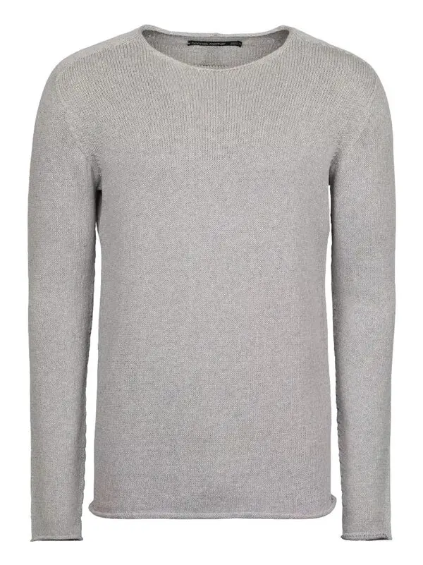 HANNES ROETHER Rolled-edge Fine-knit Sweater - Grey