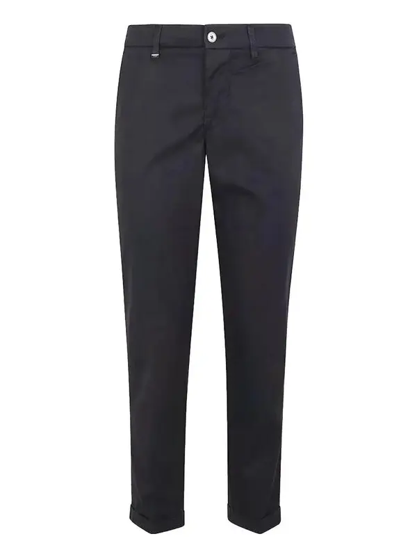 FAY Logo Plaque Straight-leg Trousers - Blue