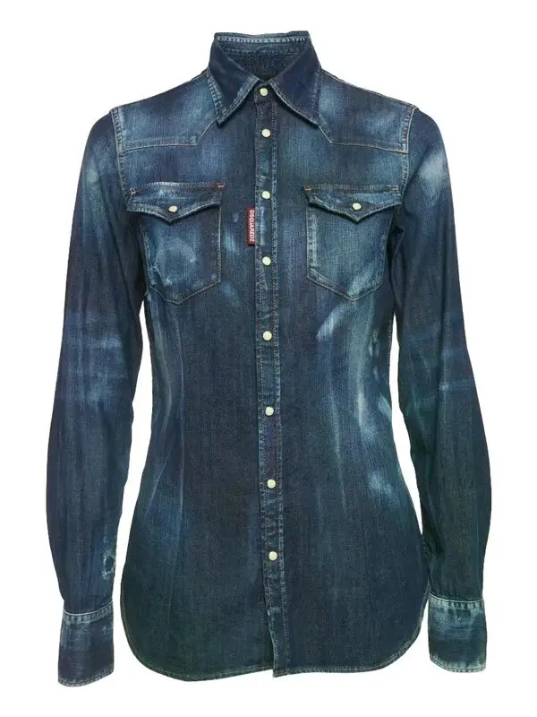 Dsquared2 Distressed Denim Shirt - Blue