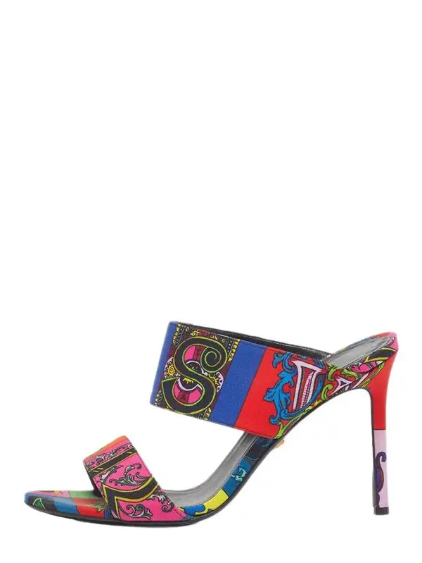 Versace Baroque Print Stiletto Heeled Sandals - Red