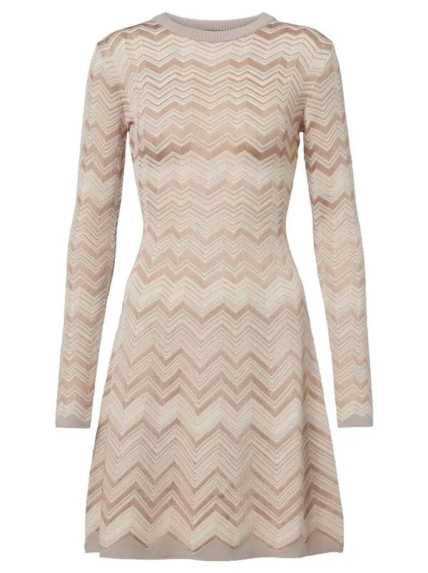 Missoni Zigzag Knit Minidress - Beige
