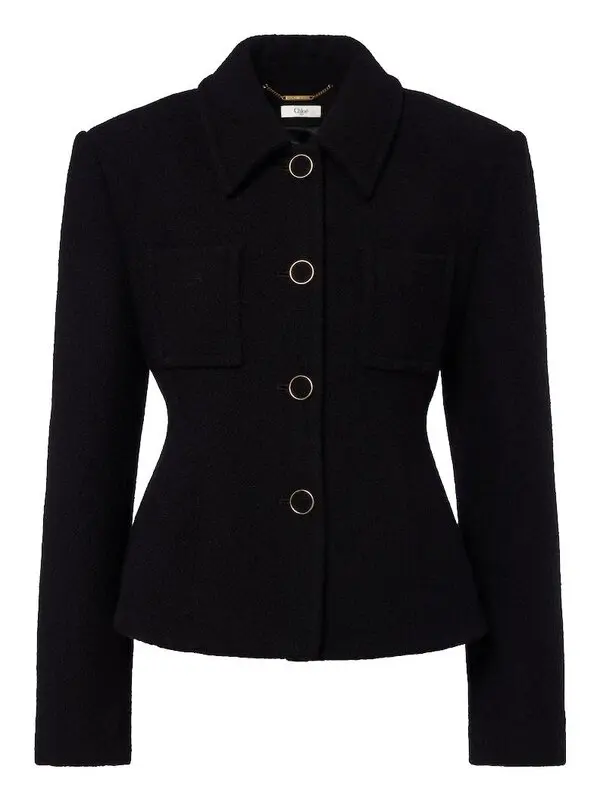 Chloé Textured Wool-blend Jacket - Black