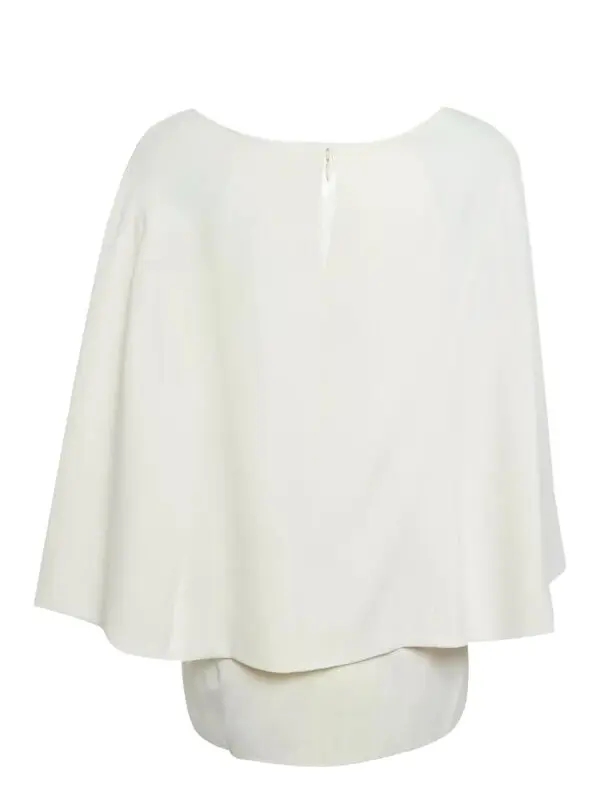 Oscar De La Renta White Crepe Cape Detail Blouse - Neutrals